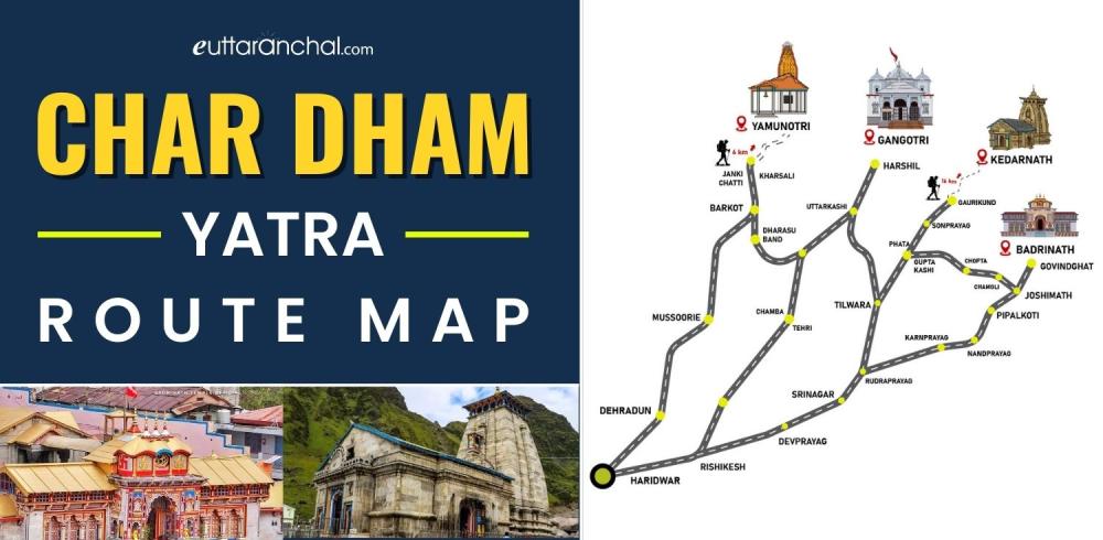 Char Dham Yatra Route Map - Char Dham Road Latest Routes with Distance